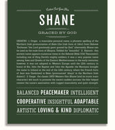 Shane Personalized Name Meaning Art Prints – Name Stories