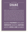 Shane Personalized Name Meaning Art Prints – Name Stories