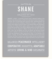Shane Personalized Name Meaning Art Prints – Name Stories