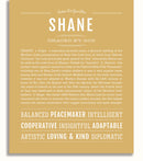 Shane Personalized Name Meaning Art Prints – Name Stories