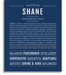 Shane Personalized Name Meaning Art Prints – Name Stories