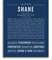 Shane Personalized Name Meaning Art Prints – Name Stories