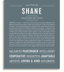 Shane Personalized Name Meaning Art Prints – Name Stories