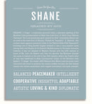 Shane Personalized Name Meaning Art Prints – Name Stories