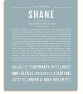 Shane Personalized Name Meaning Art Prints – Name Stories