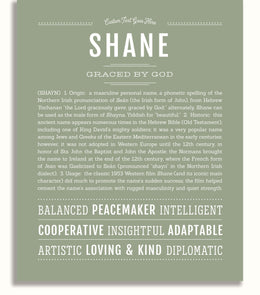 Shane Personalized Name Meaning Art Prints – Name Stories