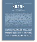 Shane Personalized Name Meaning Art Prints – Name Stories