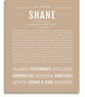Shane Personalized Name Meaning Art Prints – Name Stories
