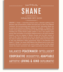 Shane Personalized Name Meaning Art Prints – Name Stories