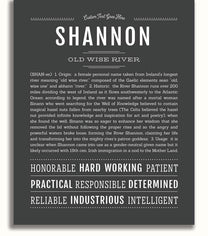 Shannon Personalized Name Meaning Art Prints – Name Stories