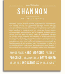 Shannon Personalized Name Meaning Art Prints – Name Stories