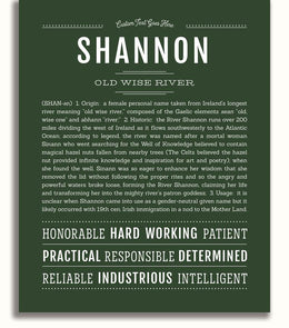 Shannon (female) | Name Art Print – Name Stories