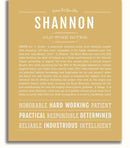 Shannon Personalized Name Meaning Art Prints – Name Stories