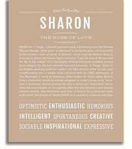 Sharon Personalized Name Meaning Art Prints – Name Stories