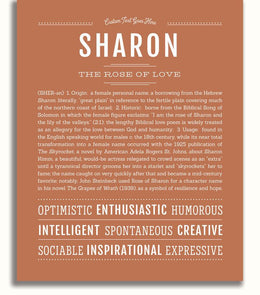 Sharon Personalized Name Meaning Art Prints – Name Stories