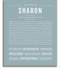 Sharon Personalized Name Meaning Art Prints – Name Stories