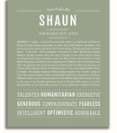 Shaun Personalized Name Meaning Art Prints – Name Stories