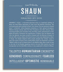 Shaun Personalized Name Meaning Art Prints – Name Stories
