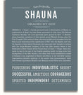 Shauna Personalized Name Meaning Art Prints – Name Stories