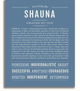 Shauna Personalized Name Meaning Art Prints – Name Stories