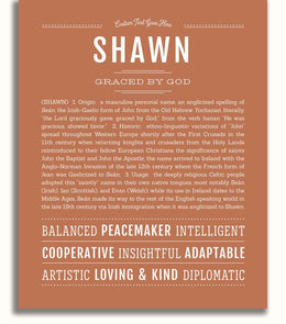 Shawn Personalized Name Meaning Art Prints – Name Stories