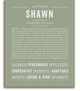 Shawn Personalized Name Meaning Art Prints – Name Stories