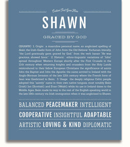 Shawn Personalized Name Meaning Art Prints – Name Stories