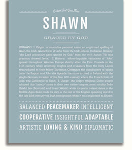 Shawn Personalized Name Meaning Art Prints – Name Stories