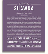 Shawna Personalized Name Meaning Art Prints – Name Stories