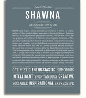 Shawna Personalized Name Meaning Art Prints – Name Stories