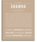 Shawna Personalized Name Meaning Art Prints – Name Stories