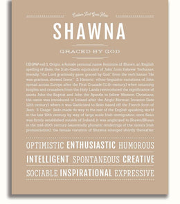Shawna Personalized Name Meaning Art Prints – Name Stories