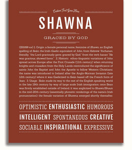 Shawna Personalized Name Meaning Art Prints – Name Stories