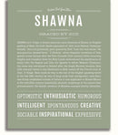 Shawna Personalized Name Meaning Art Prints – Name Stories