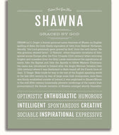 Shawna Personalized Name Meaning Art Prints – Name Stories