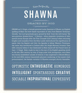 Shawna Personalized Name Meaning Art Prints – Name Stories