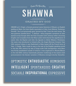 Shawna Personalized Name Meaning Art Prints – Name Stories