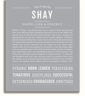 Shay Personalized Name Meaning Art Prints – Name Stories