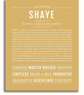 Shaye Personalized Name Meaning Art Prints – Name Stories