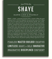 Shaye Personalized Name Meaning Art Prints – Name Stories