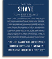 Shaye Personalized Name Meaning Art Prints – Name Stories