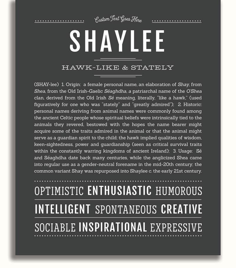 Shaylee Personalized Name Meaning Art Prints – Name Stories