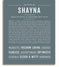 Shayna Personalized Name Meaning Art Prints – Name Stories