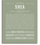 Shea Personalized Name Meaning Art Prints – Name Stories