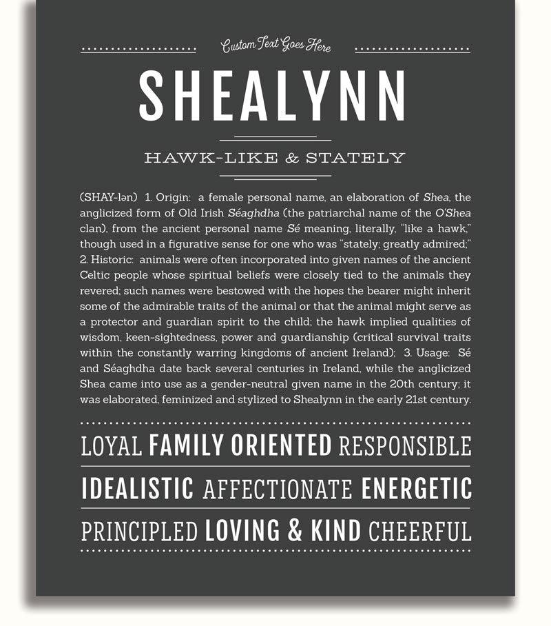 Shealynn Personalized Name Meaning Art Prints – Name Stories
