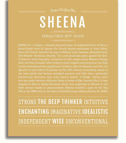 Sheena Personalized Name Meaning Art Prints – Name Stories