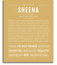 Sheena Personalized Name Meaning Art Prints – Name Stories
