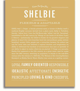 Shelbie Personalized Name Meaning Art Prints – Name Stories