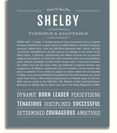 Shelby Personalized Name Meaning Art Prints – Name Stories