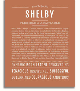 Shelby Personalized Name Meaning Art Prints – Name Stories